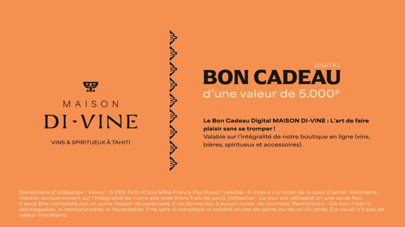 Bon Cadeau Digital MAISON DI-VINE - maisondivine.pf